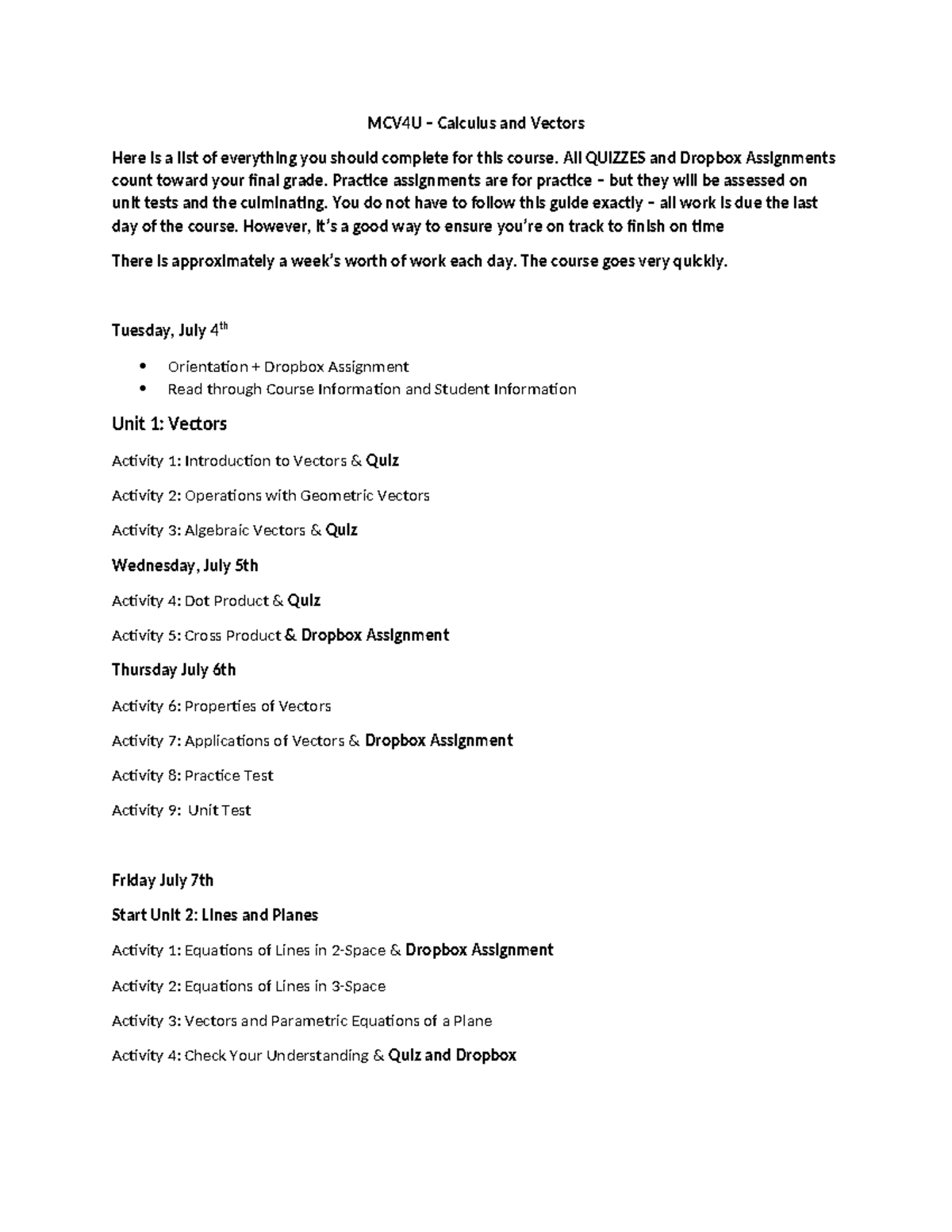 MCV4U Day by Day 2023 - Day by day - MCV4U – Calculus and Vectors Here ...