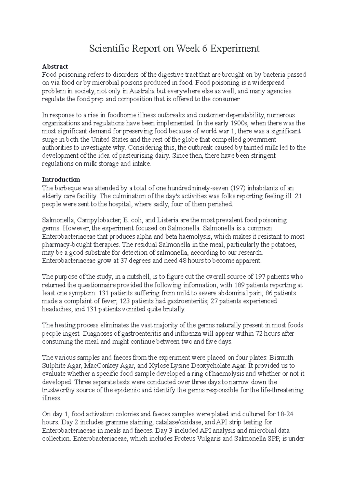 Scientific Report based on Week 6 Experiment - Scientific Report on ...