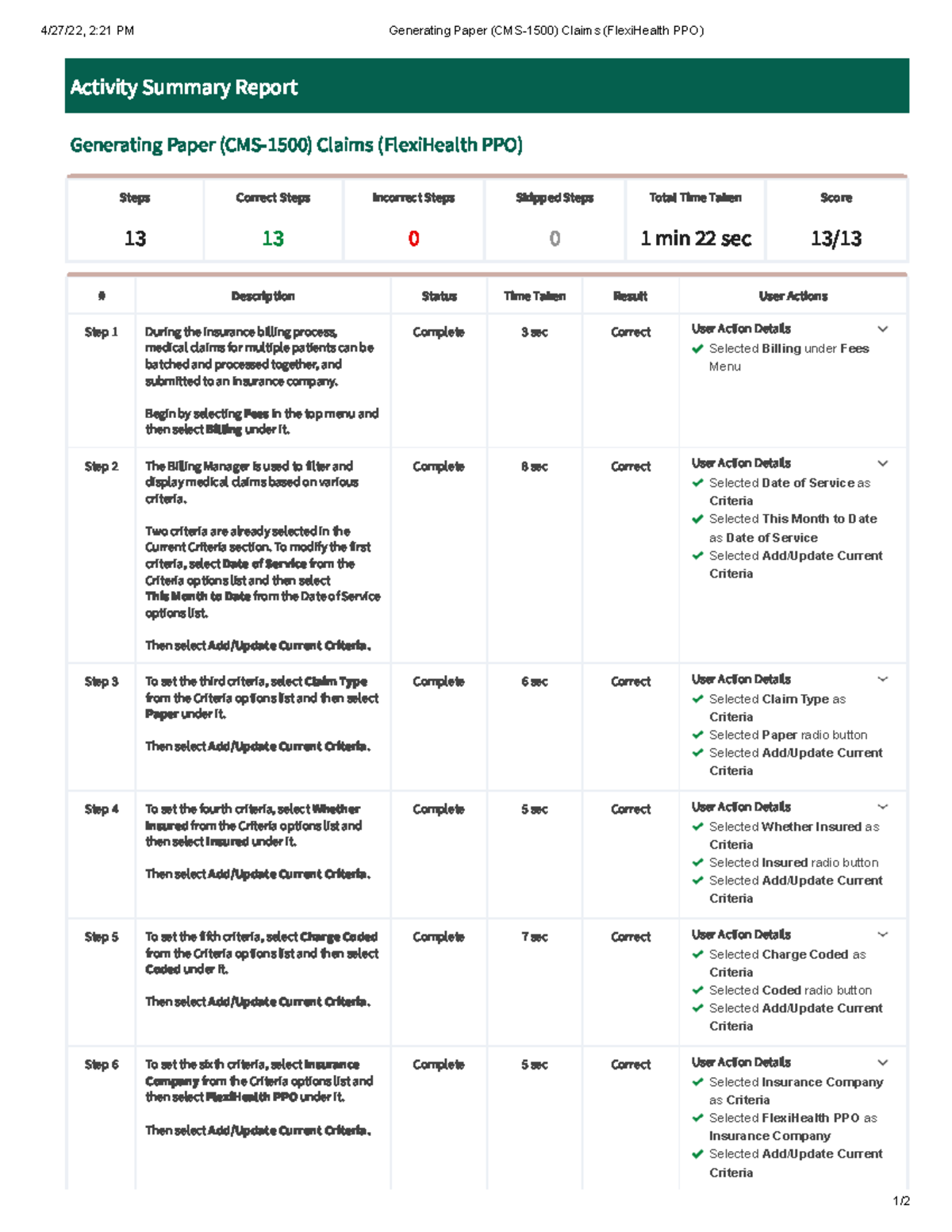 Generating Paper (CMS-1500) Claims (Flexi Health PPO) - 4/27/22, 2:21 ...