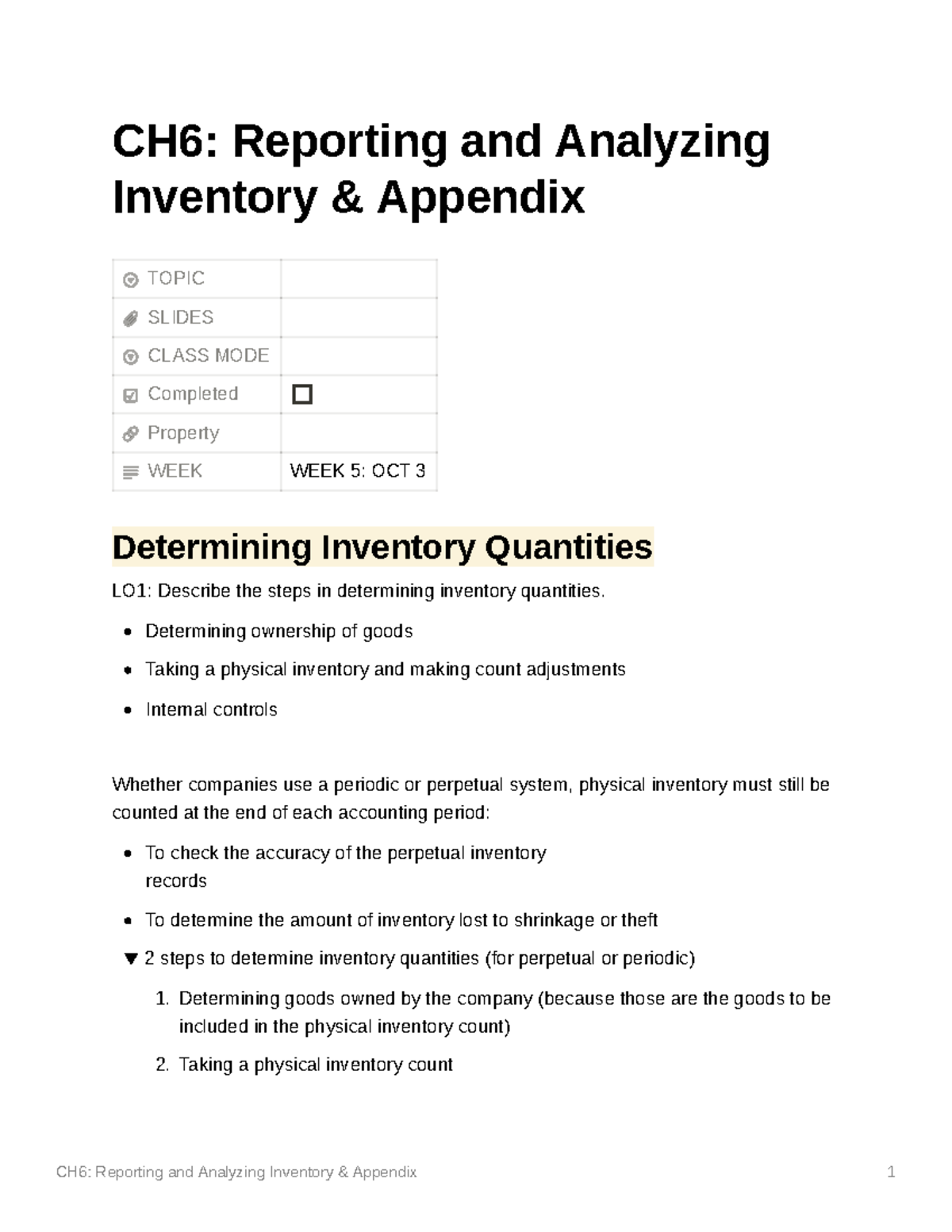 CH6 Reporting and Analyzing Inventory Appendix - CH6: Reporting and ...
