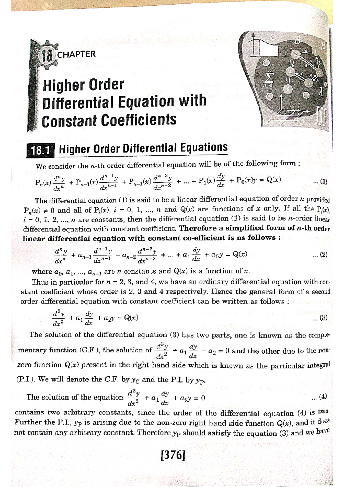 Higher Order Differential Equations with constant Coefficients ...