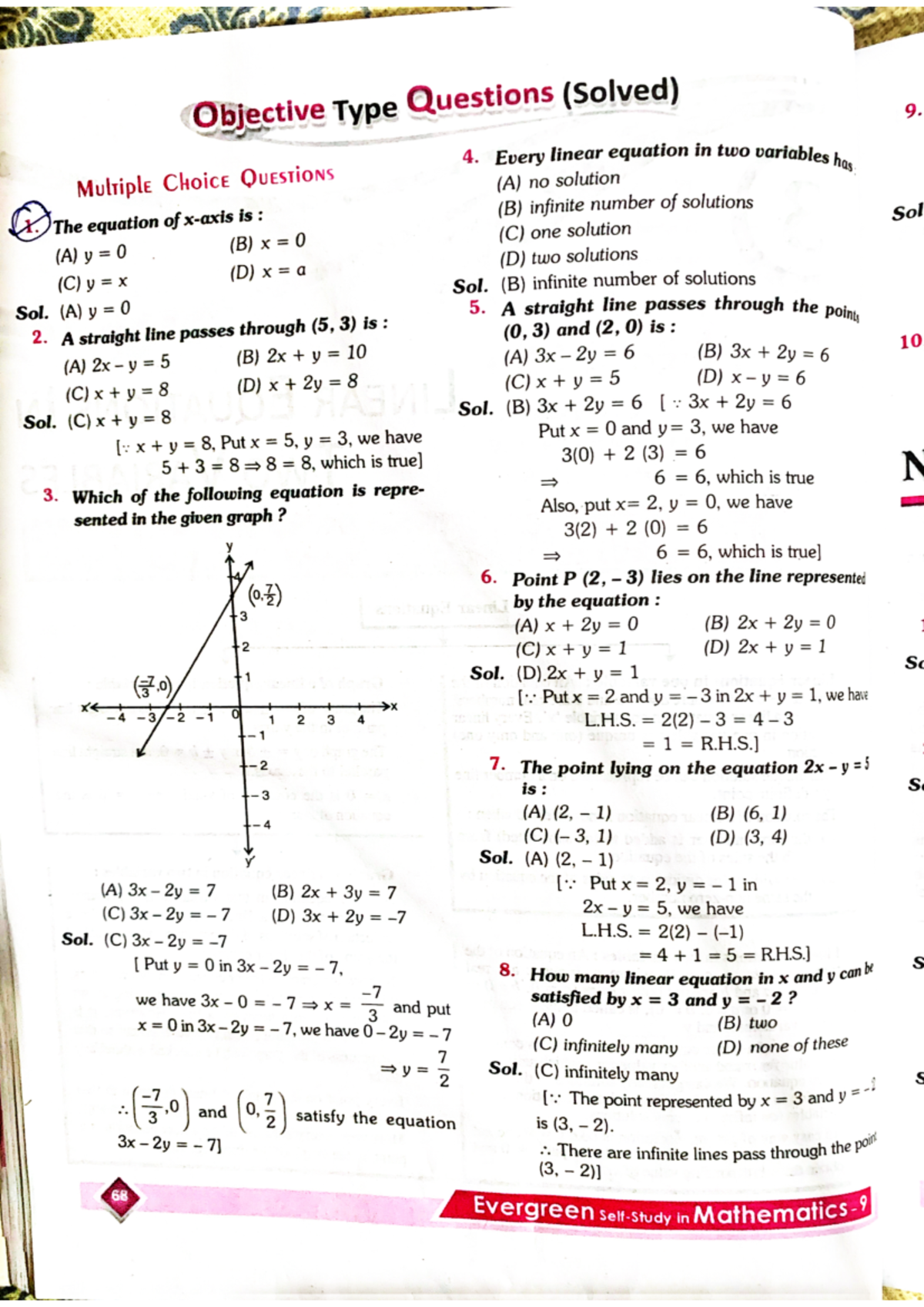 Linear equations in two variables - Objective Type Questions (Solved) 9 ...