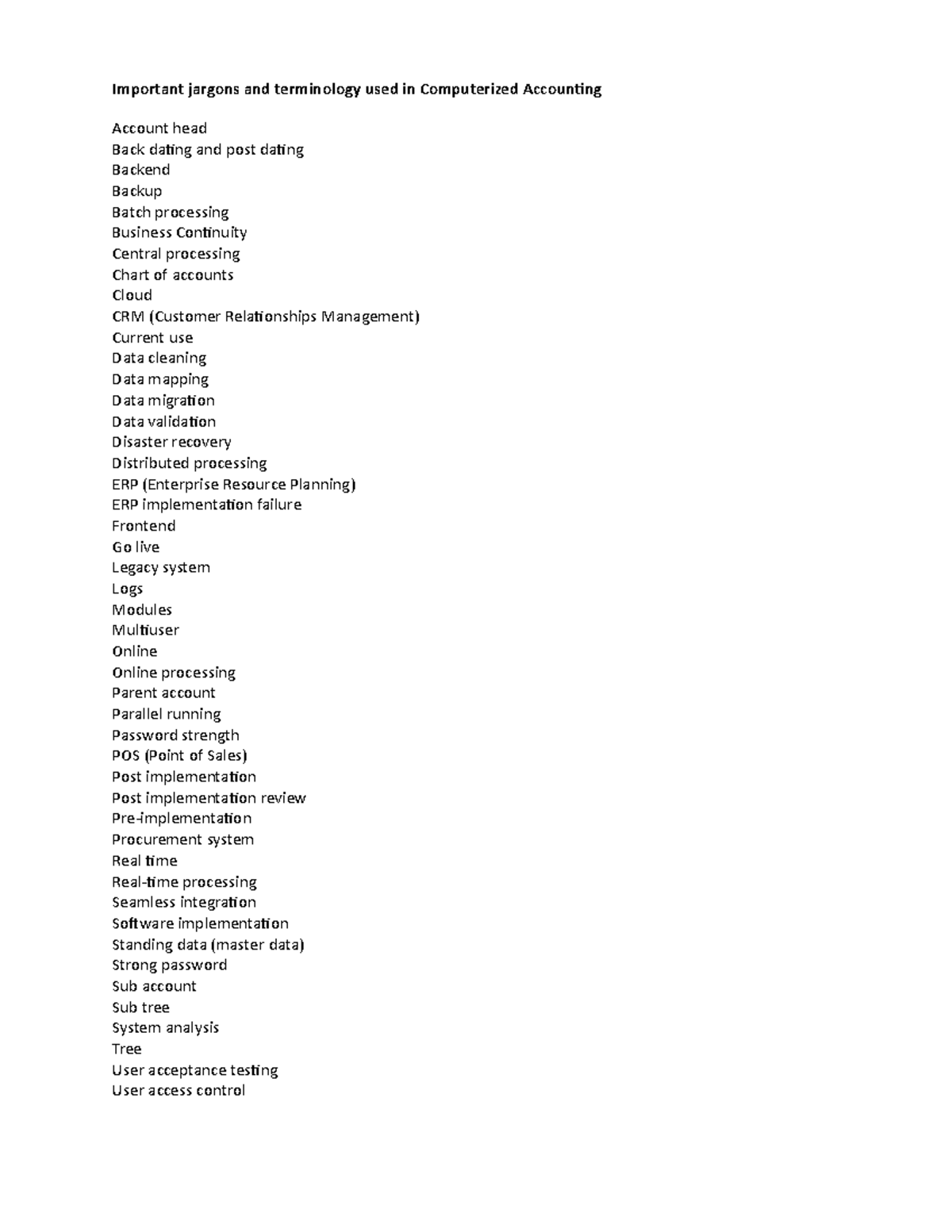 Jargons in Computerised Accounting - Important jargons and terminology ...