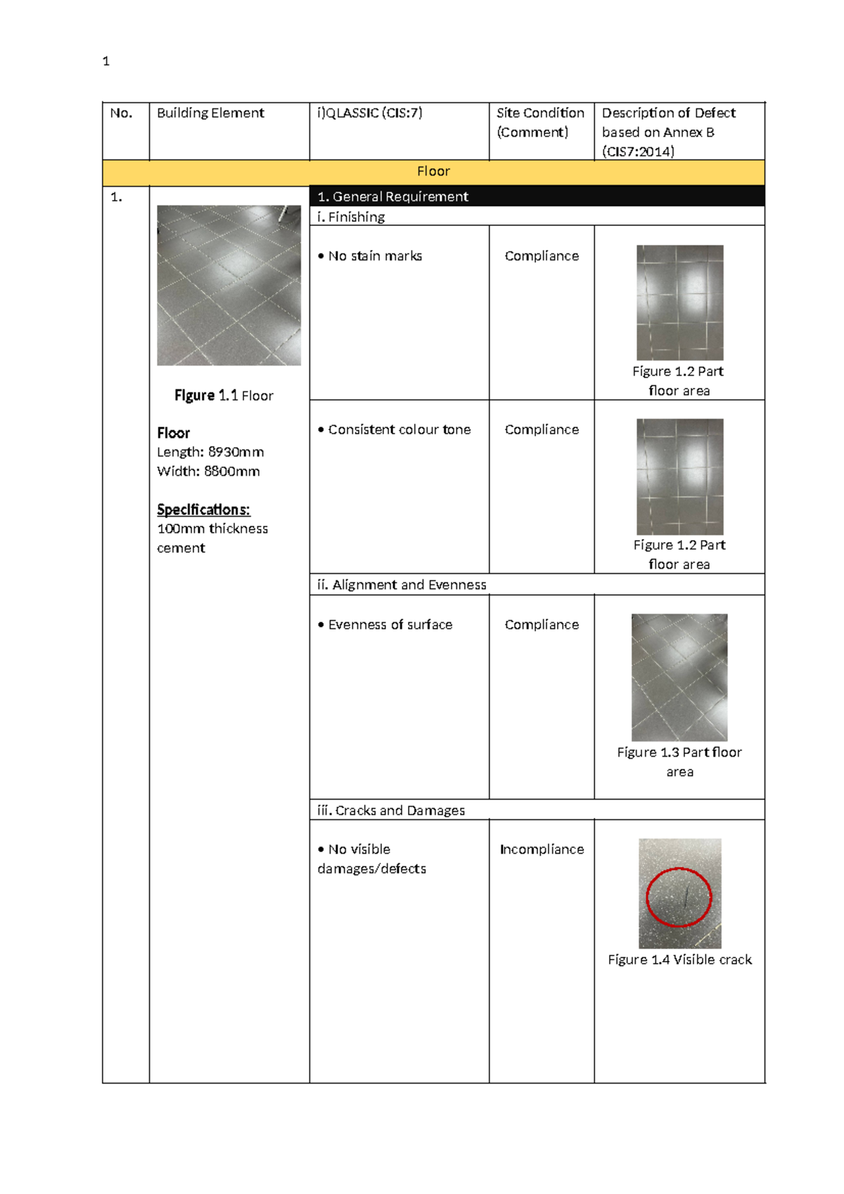 BST205 table compiled - No. Building Element i)QLASSIC (CIS:7) Site ...