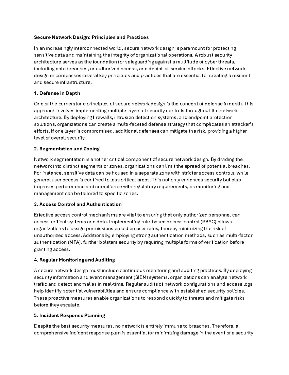 Snd Secure Network Design Notes Secure Network Design Principles