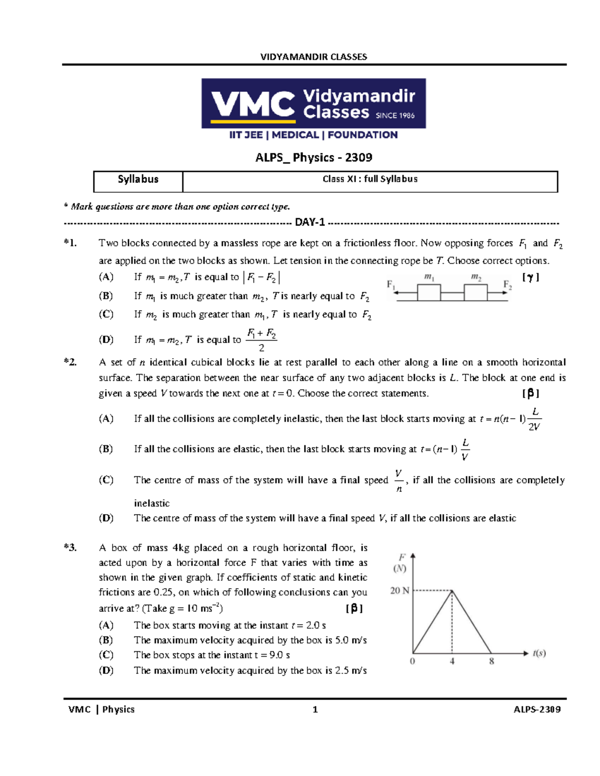 ALPS 2309 Physics Assignment - ALPS_ Physics - 2309 Syllabus Class XI : full Syllabus Mark ...