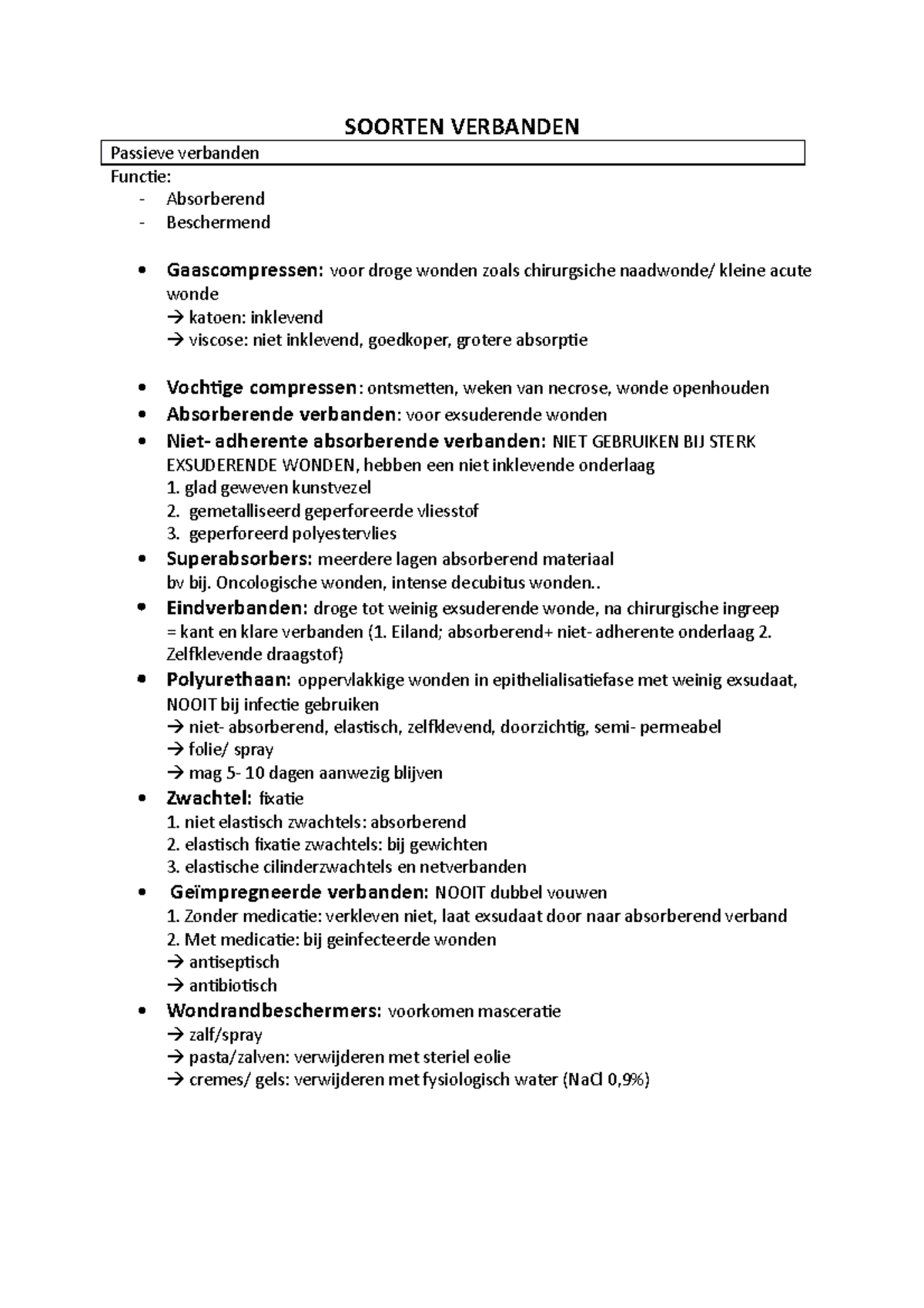 Soorten Verbanden - wondzorg - SOORTEN VERBANDEN Passieve verbanden ...