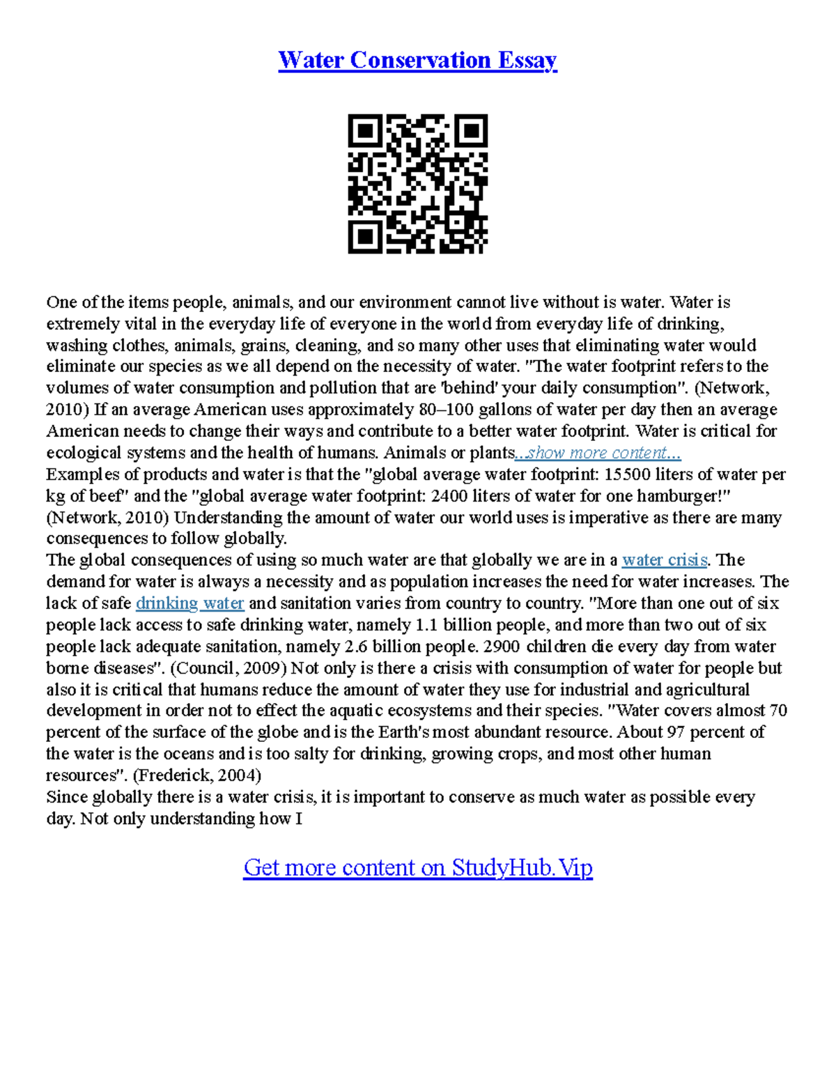 Essay On Conservation Of Water - Water Conservation Essay One of the ...