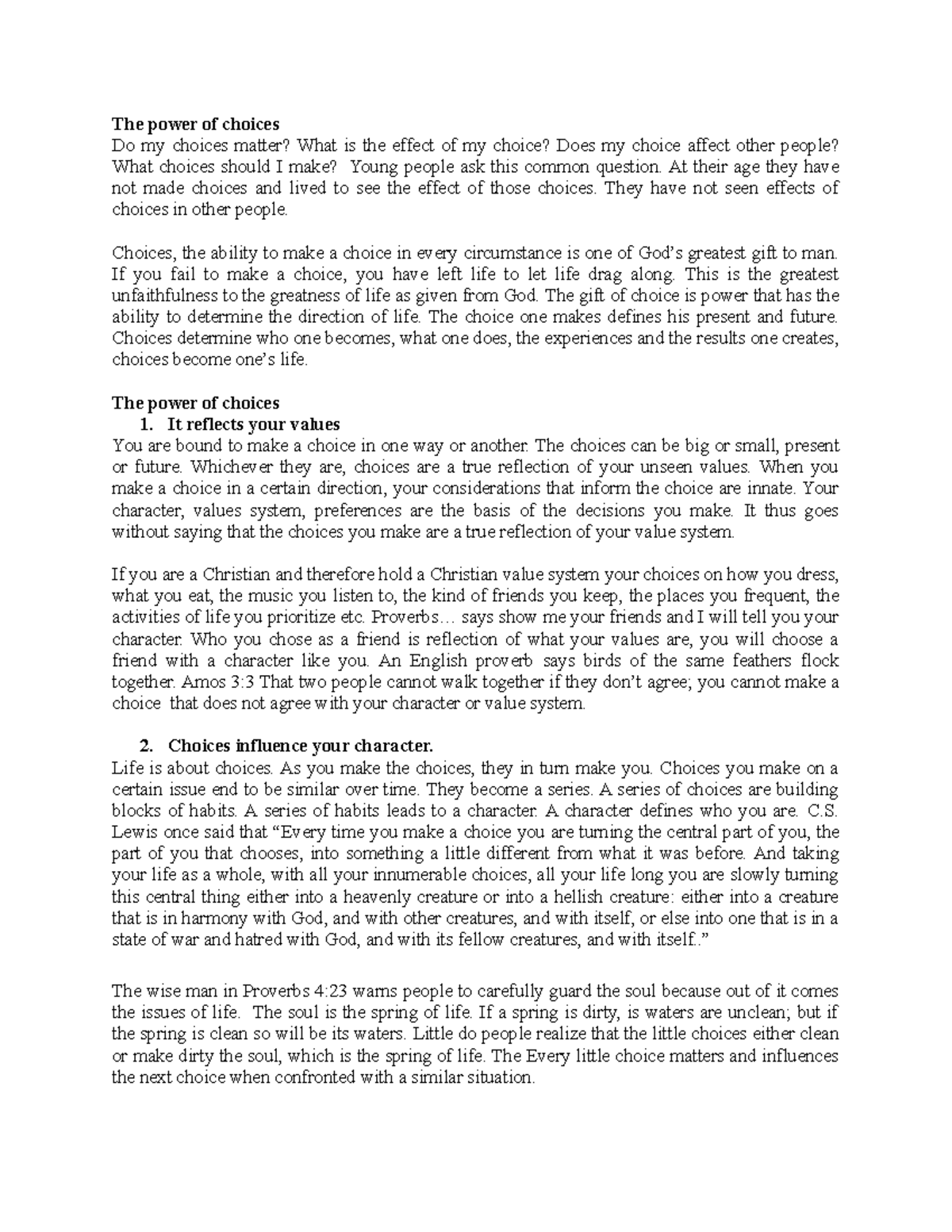 The power of choices - introduction to choice making - The power of ...