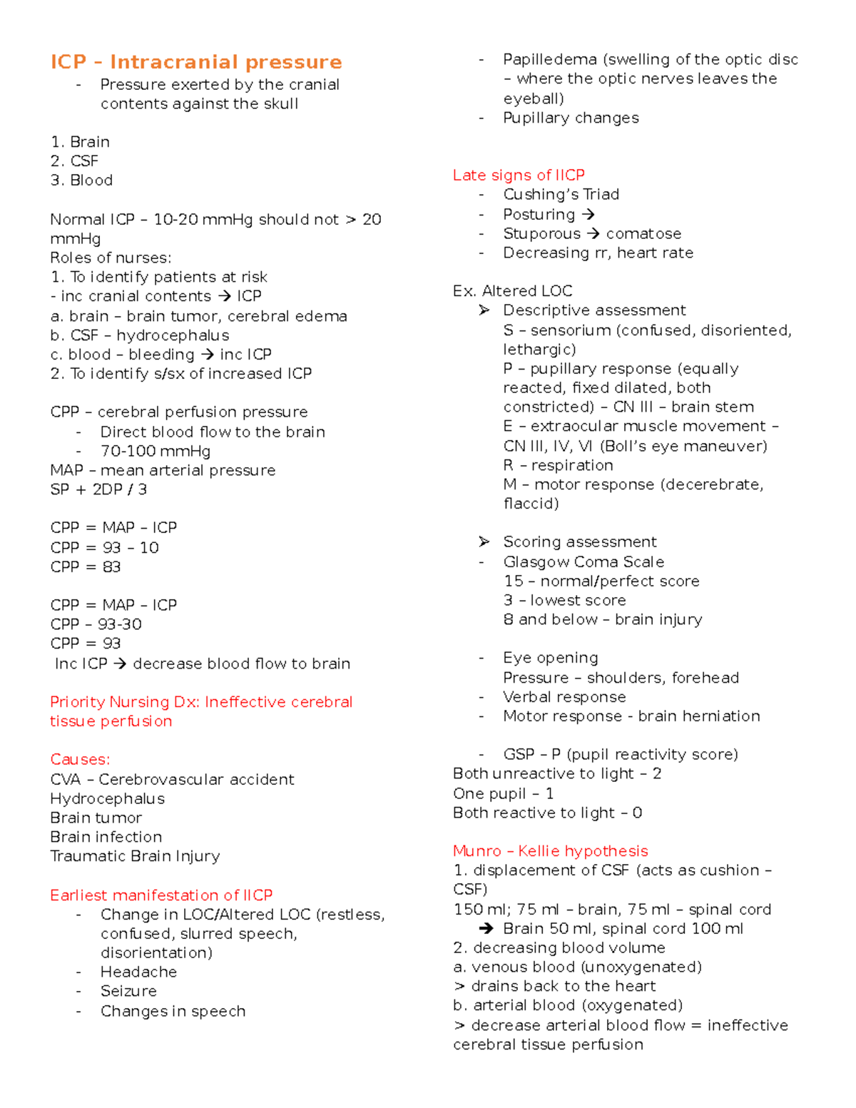 ICP - ASNDASNSNDKSANKSKSAND - ICP – Intracranial pressure Pressure ...