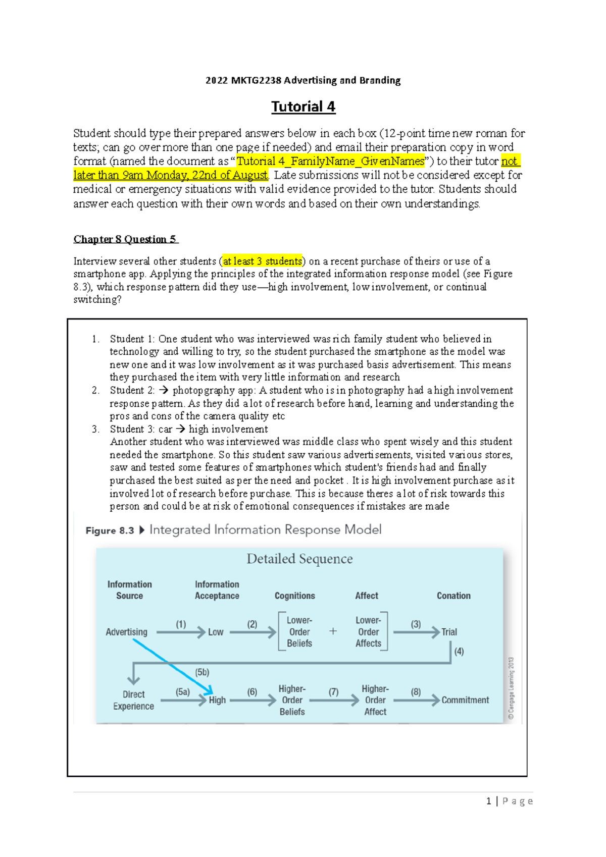 Tutorial 4 MKTG2238 - 2022 MKTG2238 Advertising and Branding Tutorial 4 ...