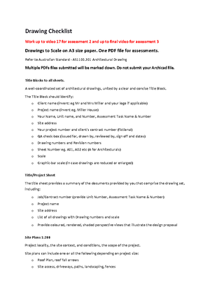 Assessment 2 - 2022 Drawing Checklist v2 - ENGR1044 Drawing Skills for ...