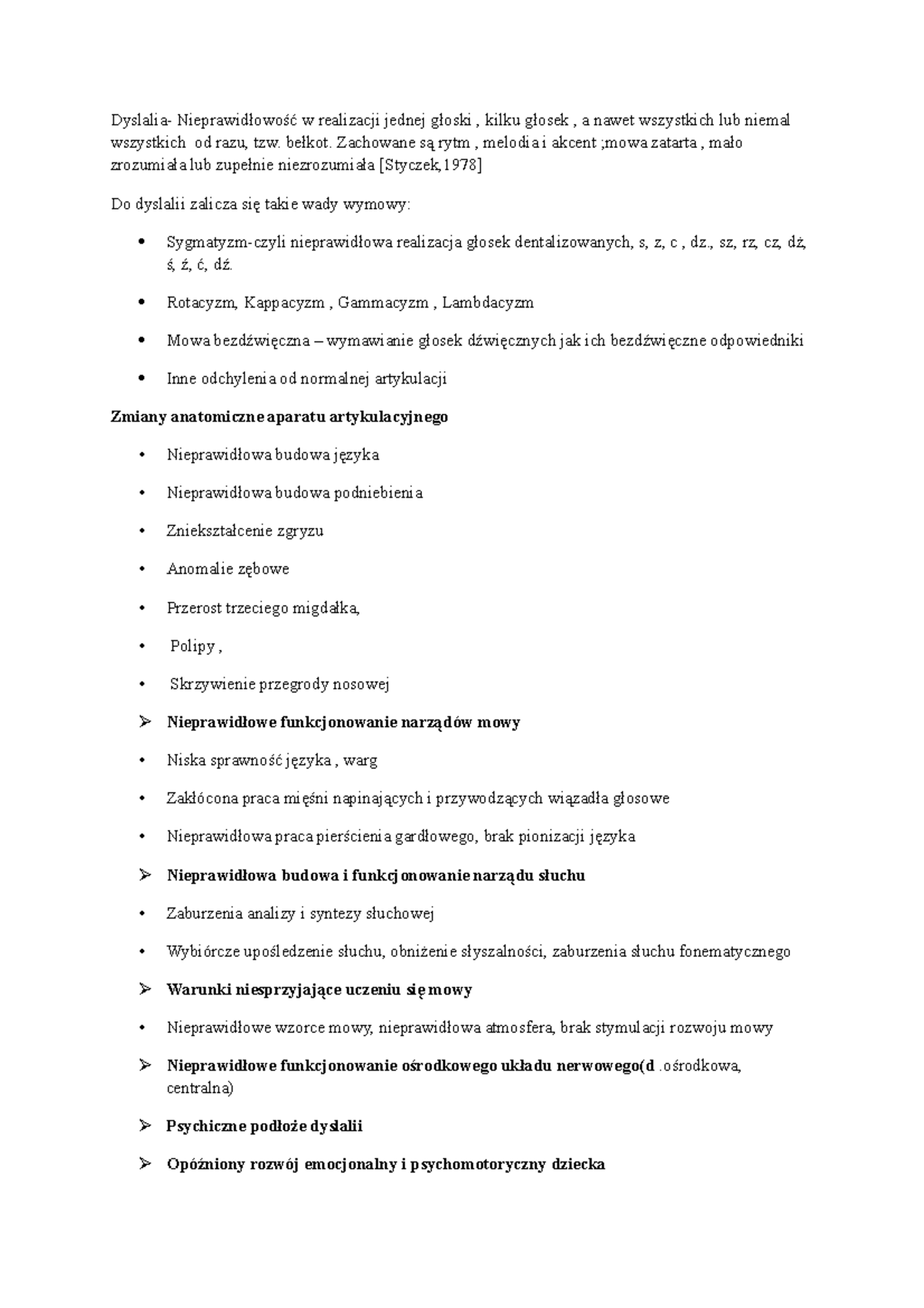 Alalia i dyslalia - Dyslalia- Nieprawidłowość w realizacji jednej ...