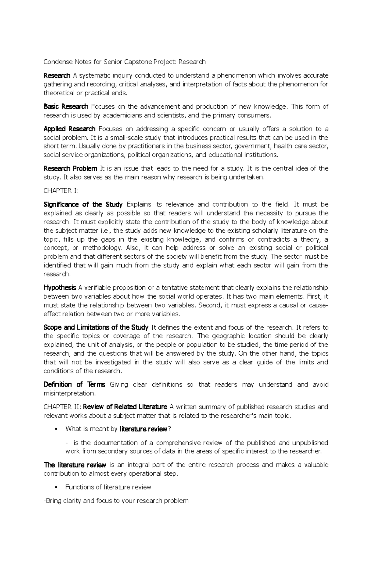 Condensed- Notes-III - notes - Condense Notes for Senior Capstone ...