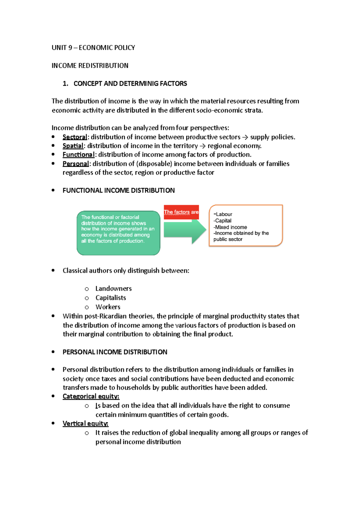 UNIT 9 - INCOME REDISTRIBUTION - UNIT 9 – ECONOMIC POLICY INCOME ...