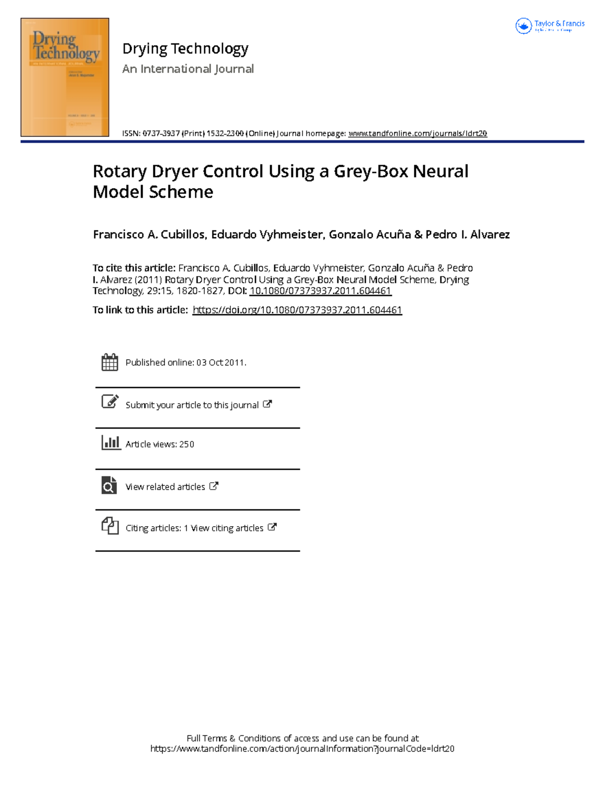 Rotary Dryer Control Using a Grey-Box Neural Model Scheme - Full Terms ...