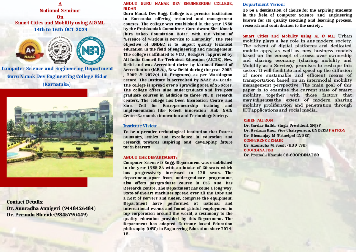 CSE Seminar-2024 broucher - A National Seminar On Smart Cities and ...