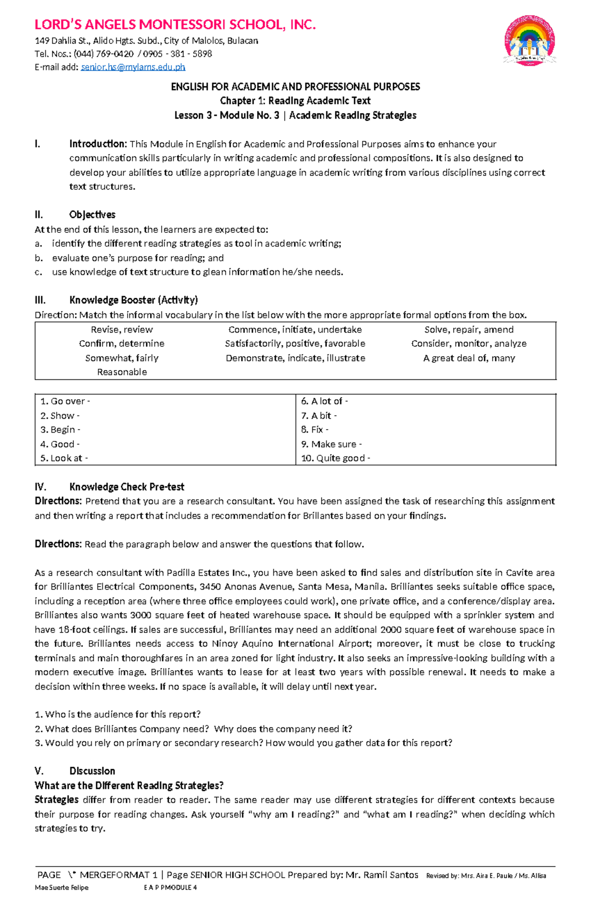 EAPP-Module-3 - A helpful module for self learning. - LORD’S ANGELS ...