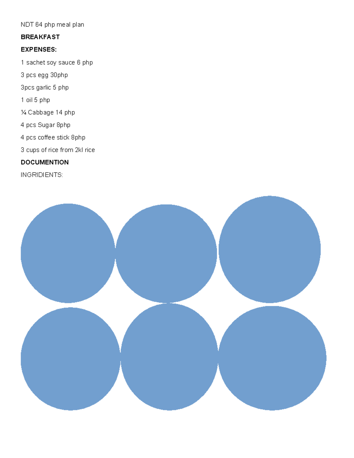 NDT 64 php meal plan - AGSFS - NDT 64 php meal plan BREAKFAST EXPENSES ...