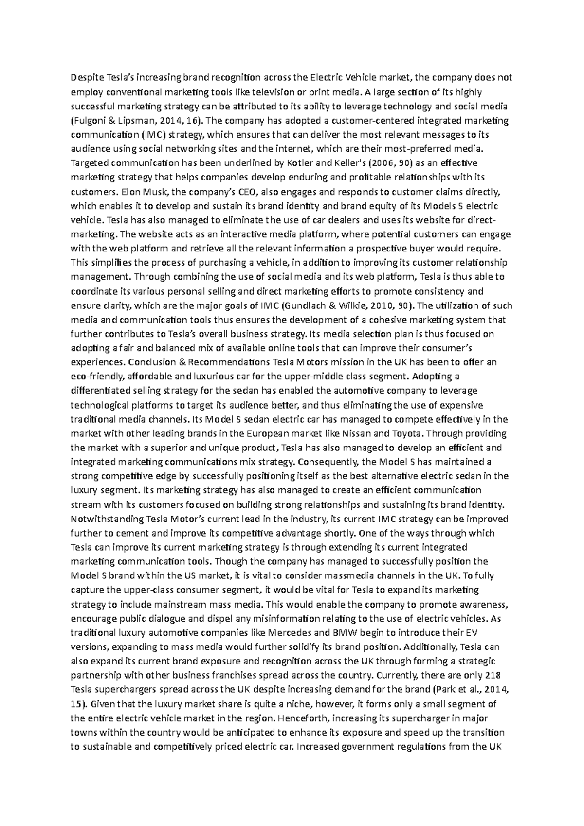 Example critical analysis of Tesla - Despite Tesla’s increasing brand ...
