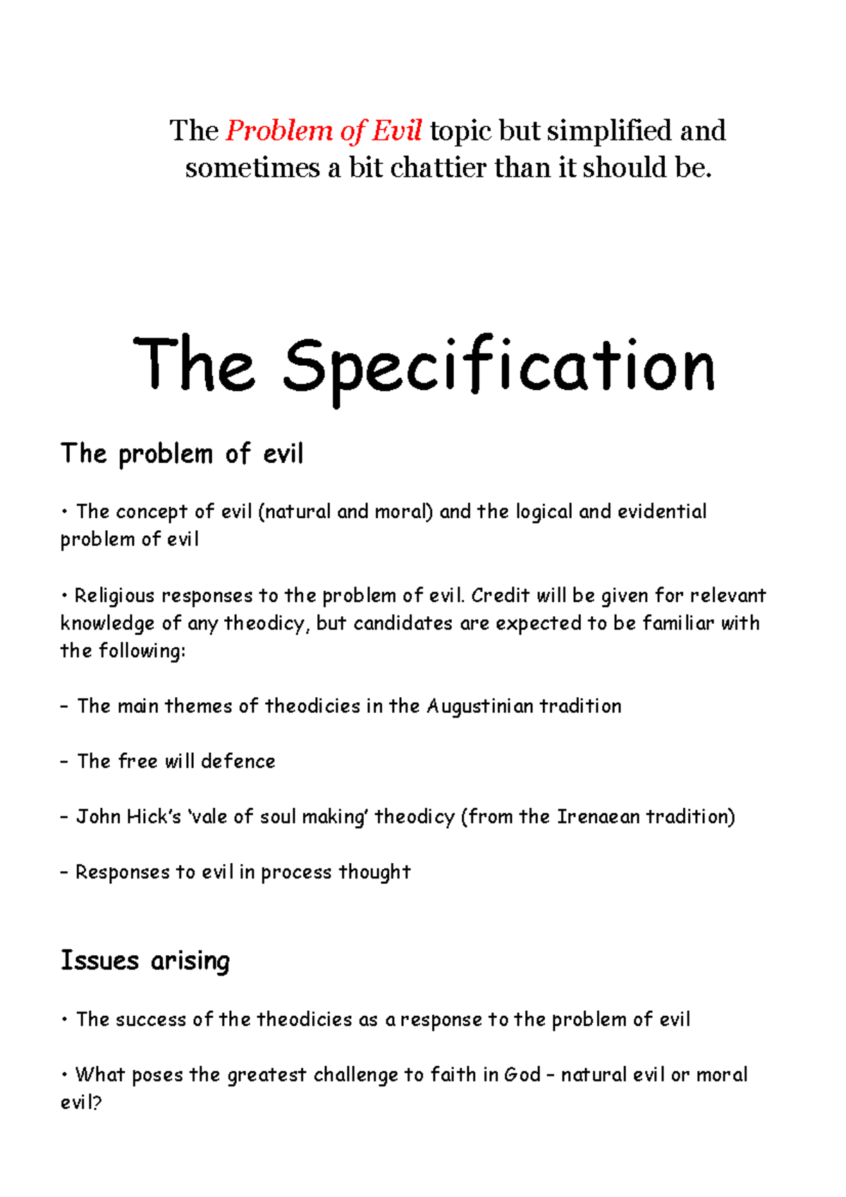 The Problem of Evil Revision Guide-2 - PH368 - Warwick - Studocu