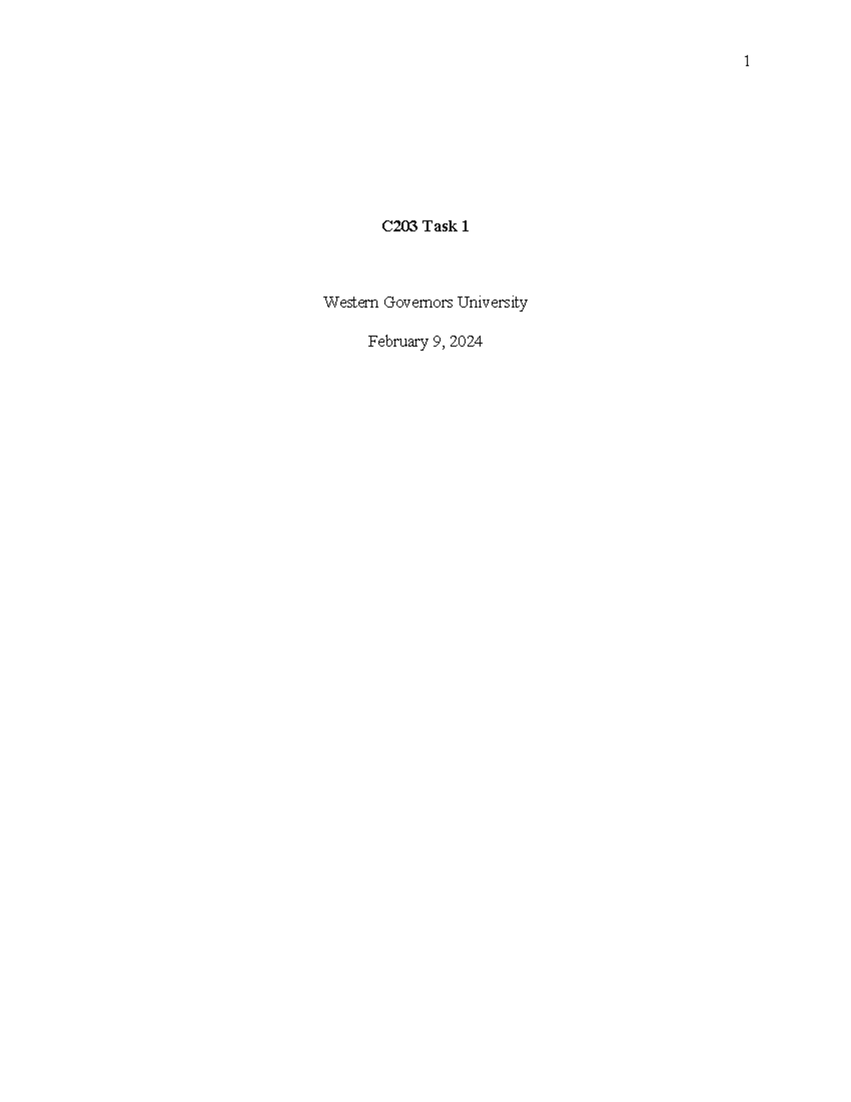C203 Task 1 - c203 task 1 - C203 Task 1 Western Governors University ...