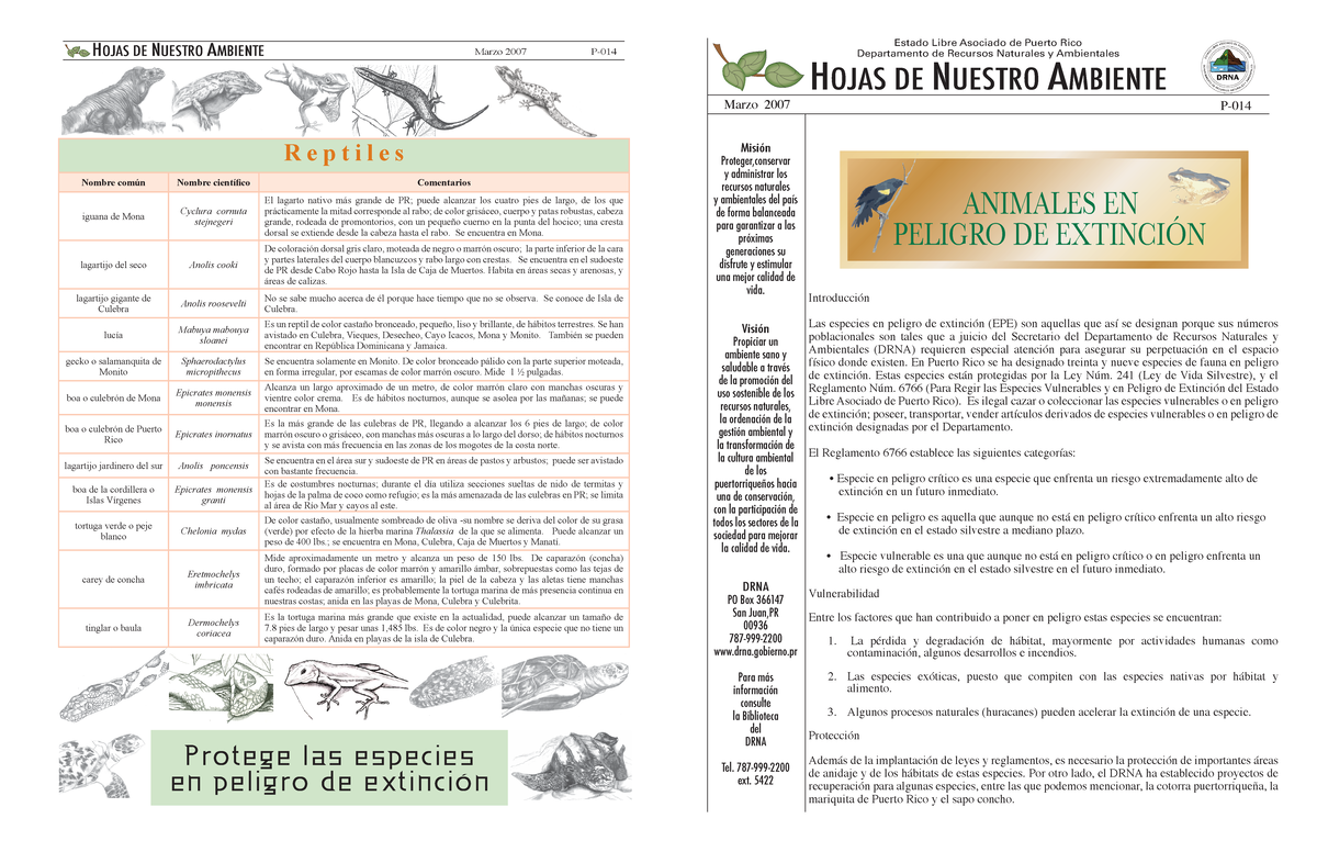 Animales en peligro de extincion - Estado Libre Asociado de Puerto Rico ...