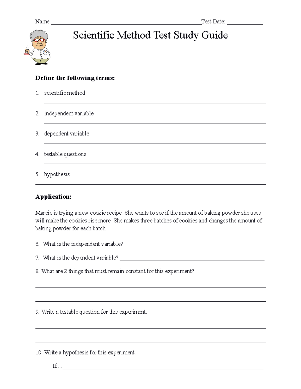 Scientific Method Test Study Guide - Name