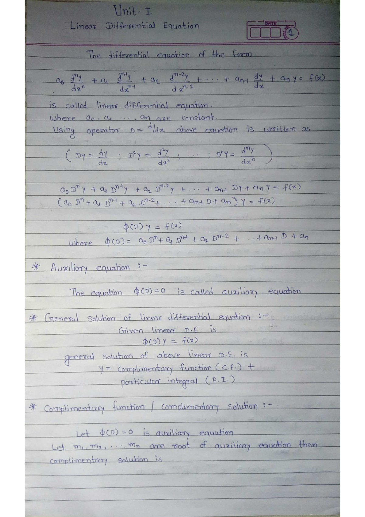M3 Unit 1 Simple Notes - Engineering Mathematics -III - Studocu