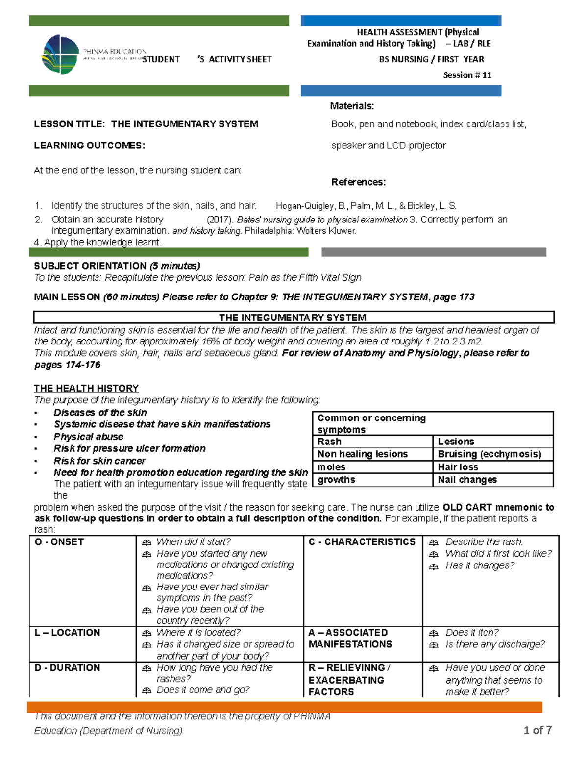 SAS 11 HA RLE - bs nursing - SWU - Studocu