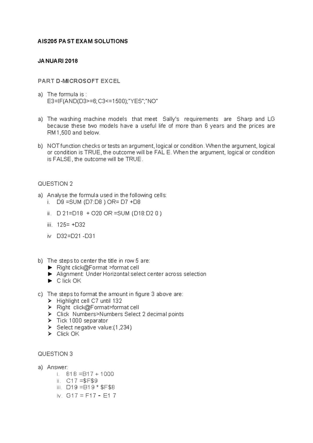 AIS205 PAST EXAM Solutions - AIS205 PAST EXAM SOLUTIONS JANUARI 2018 ...