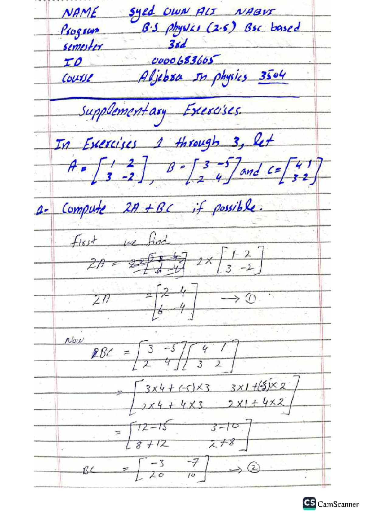Algebra 05-07-2024 16 - NAME syed OWN ALI NAGVI Program Program B ...