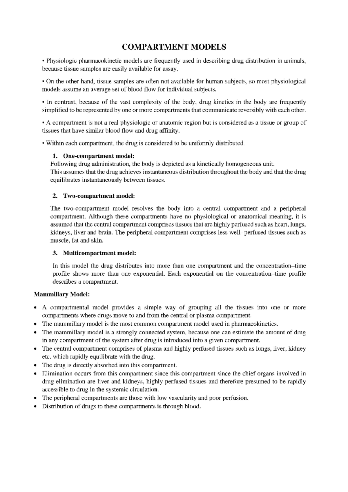 Compartment models-bppk - Health Care - Studocu