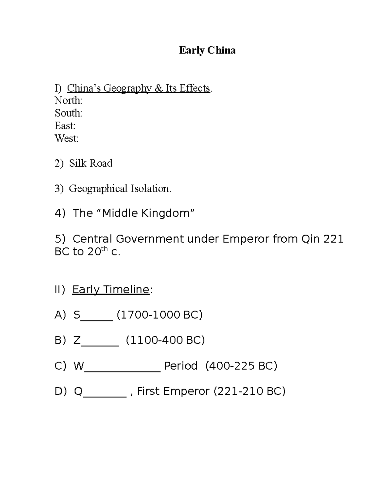 China Confucius Tao Sun Tsu - Early China I) China’s Geography & Its ...