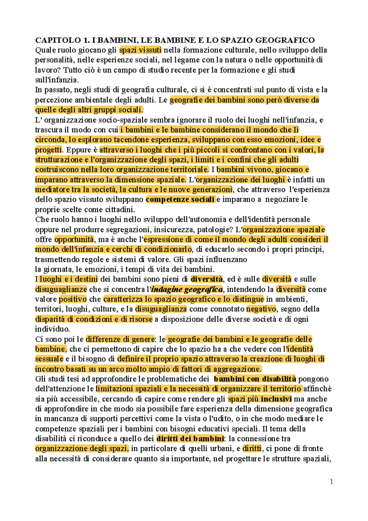 Il mio spazio nel mondo - riassunto libro - CAPITOLO 1. I BAMBINI, LE ...