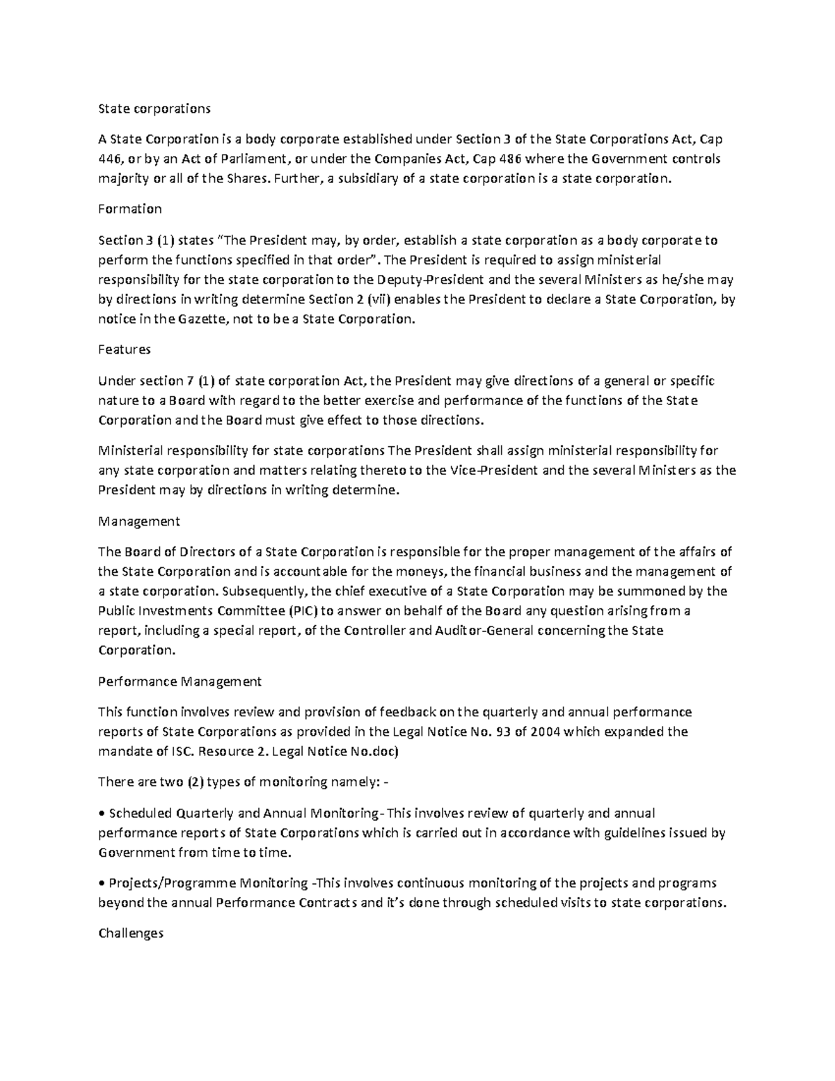 State corporations - notes - State corporations A State Corporation is ...