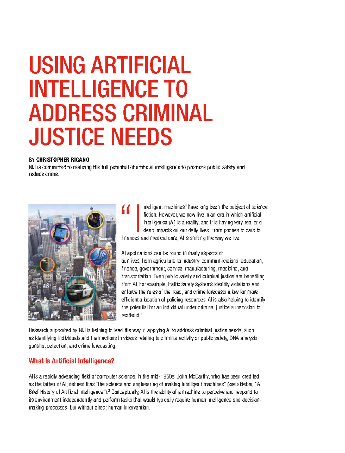 AI for criminal justice needs - USING ARTIFICIAL INTELLIGENCE TO ...