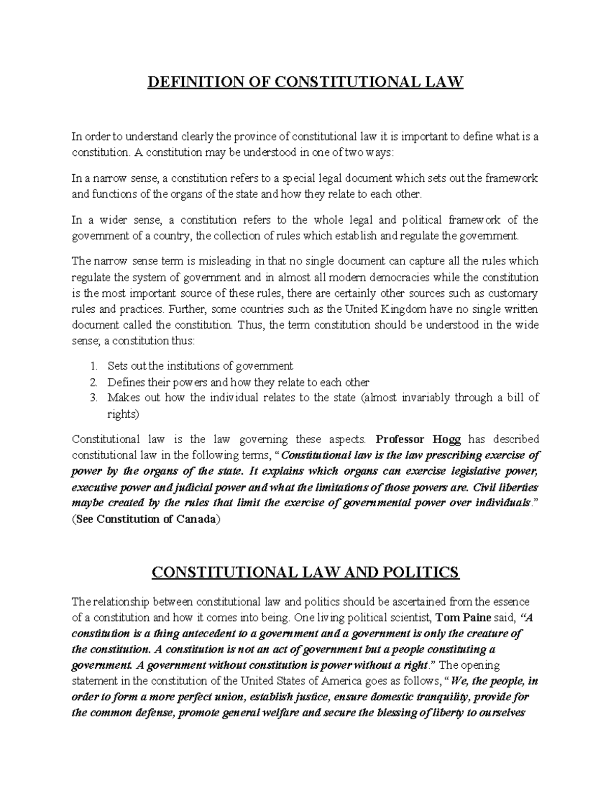 1.1 Definition AND Scope OF Constitutional LAW - DEFINITION OF ...