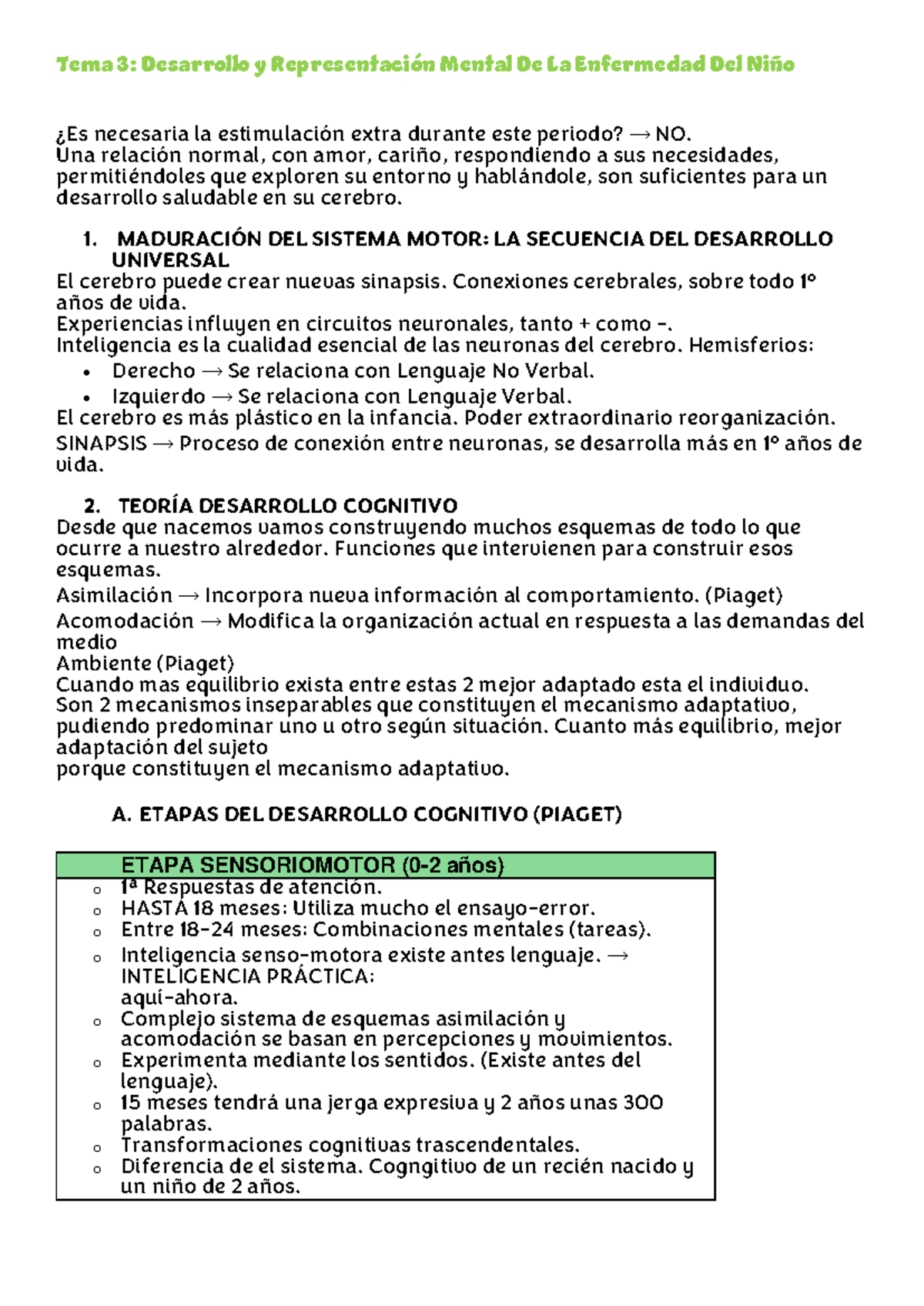TEMA 3 Psicosocial - TEMA 3 - Tema 3: Desarrollo y Representación Mental De La Enfermedad Del ...