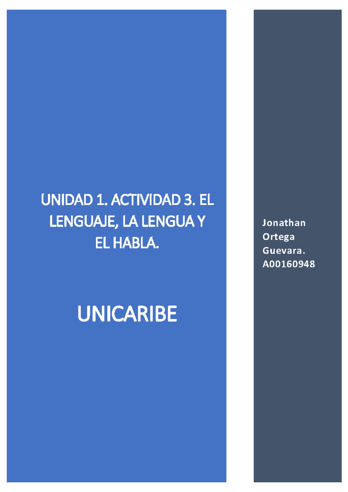 Jonathan - Unidad 1. Actividad 3. El Lenguaje, la Lengua y el Habla ...