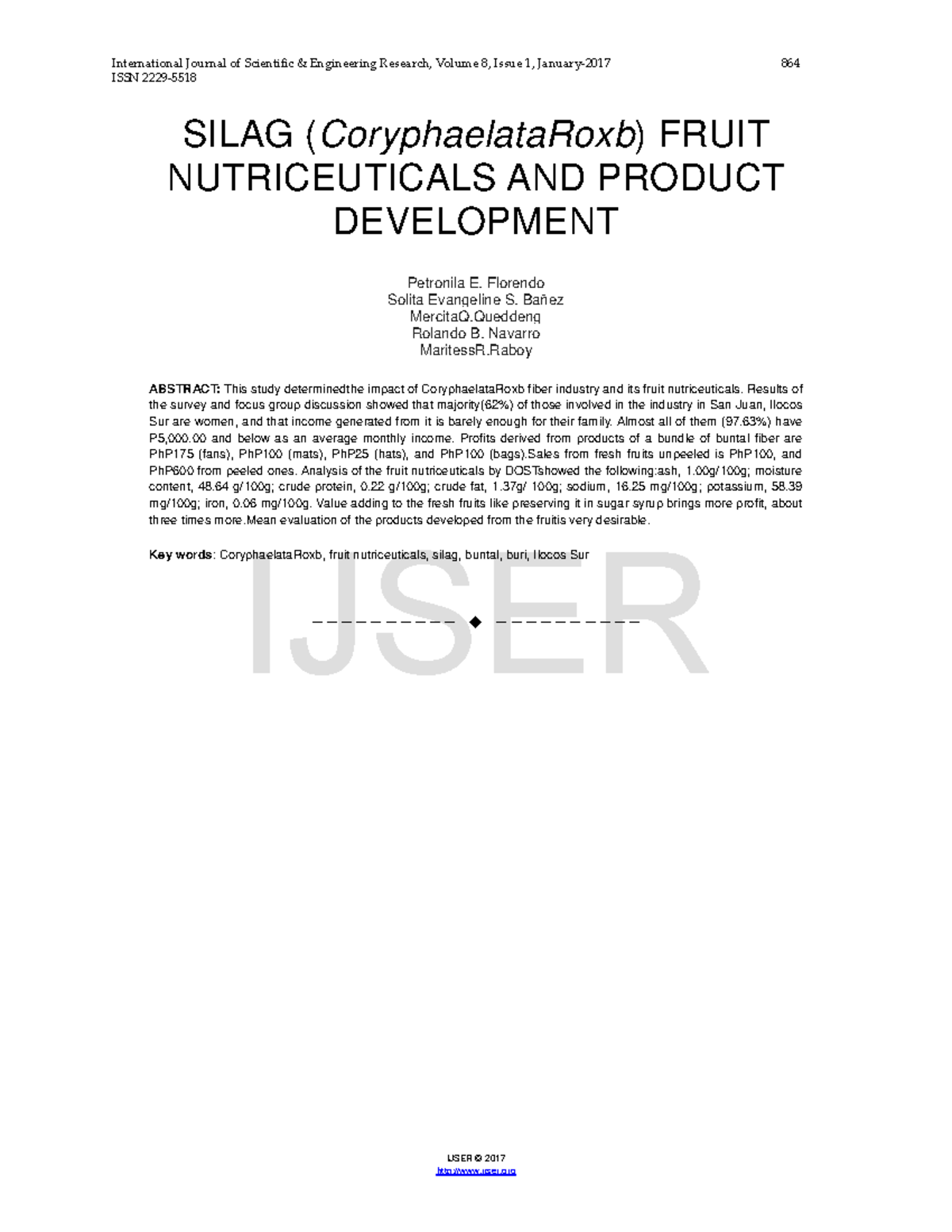Silag (oryphaelata Roxb Fruit Nutriceuticals AND Product Development ...