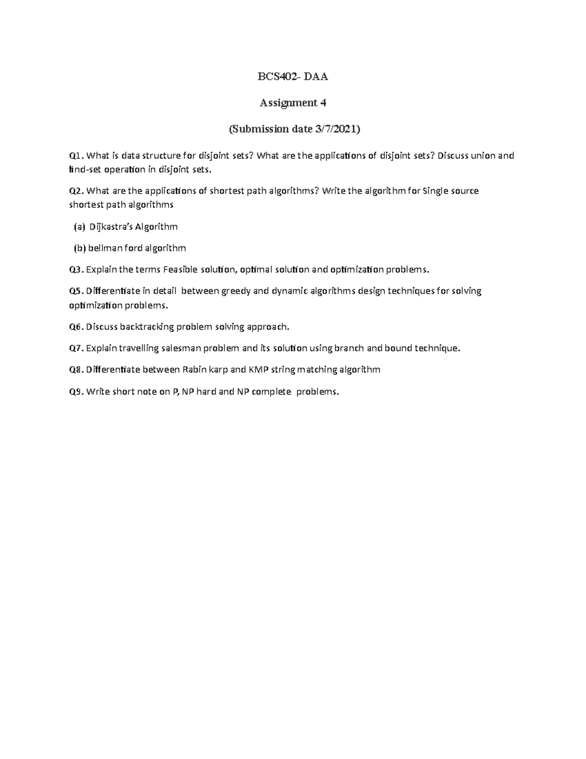 BCS402-Assignment-4 - assignments - BCS402- DAA Assignment 4 ...