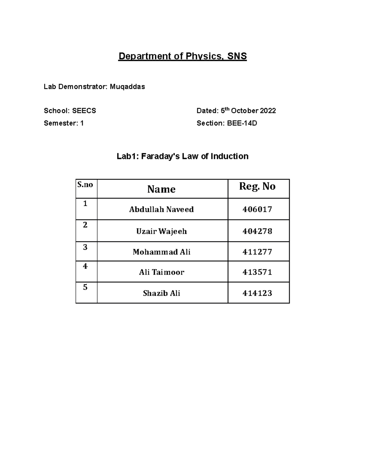 Applied Physics Lab Report 1 - Department of Physics, SNS Lab ...