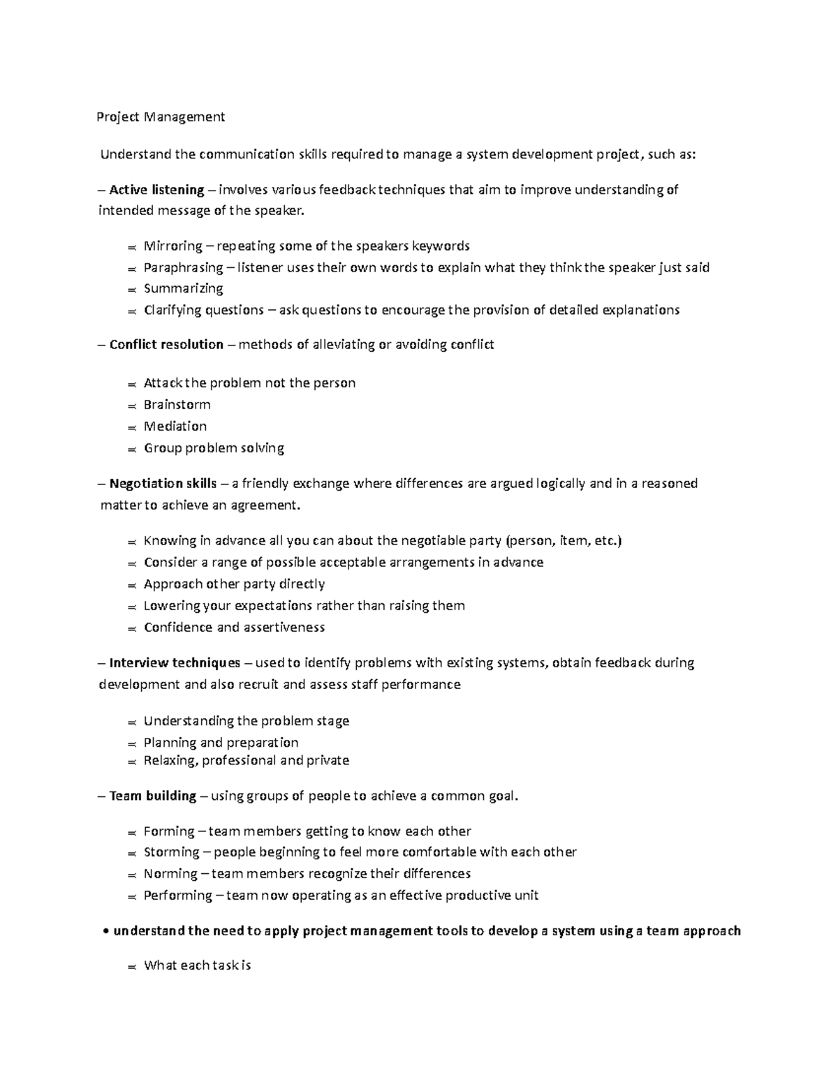 IPT Notes 2024 HSC - Project Management Understand the communication ...