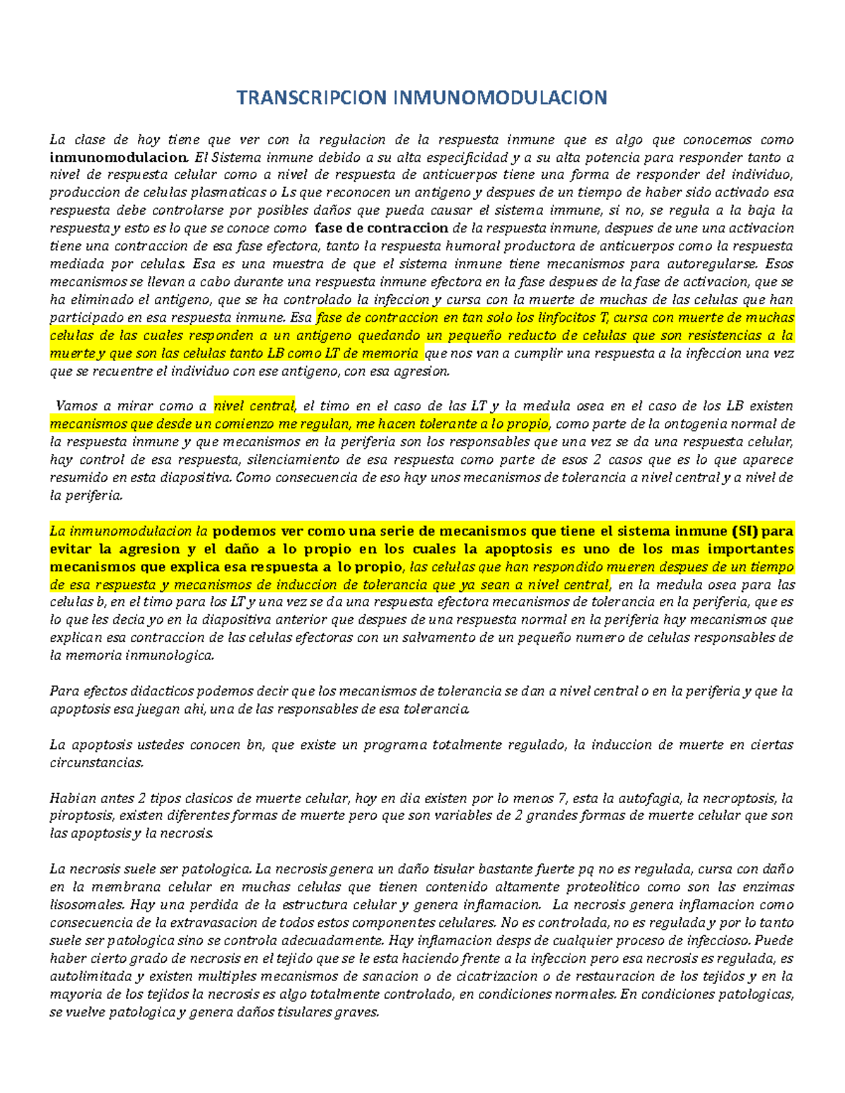 Transripcion inmunomodulacion corregida - TRANSCRIPCION ...