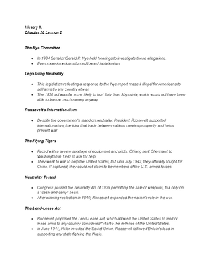 lecture course work and assignments for United States History class ...