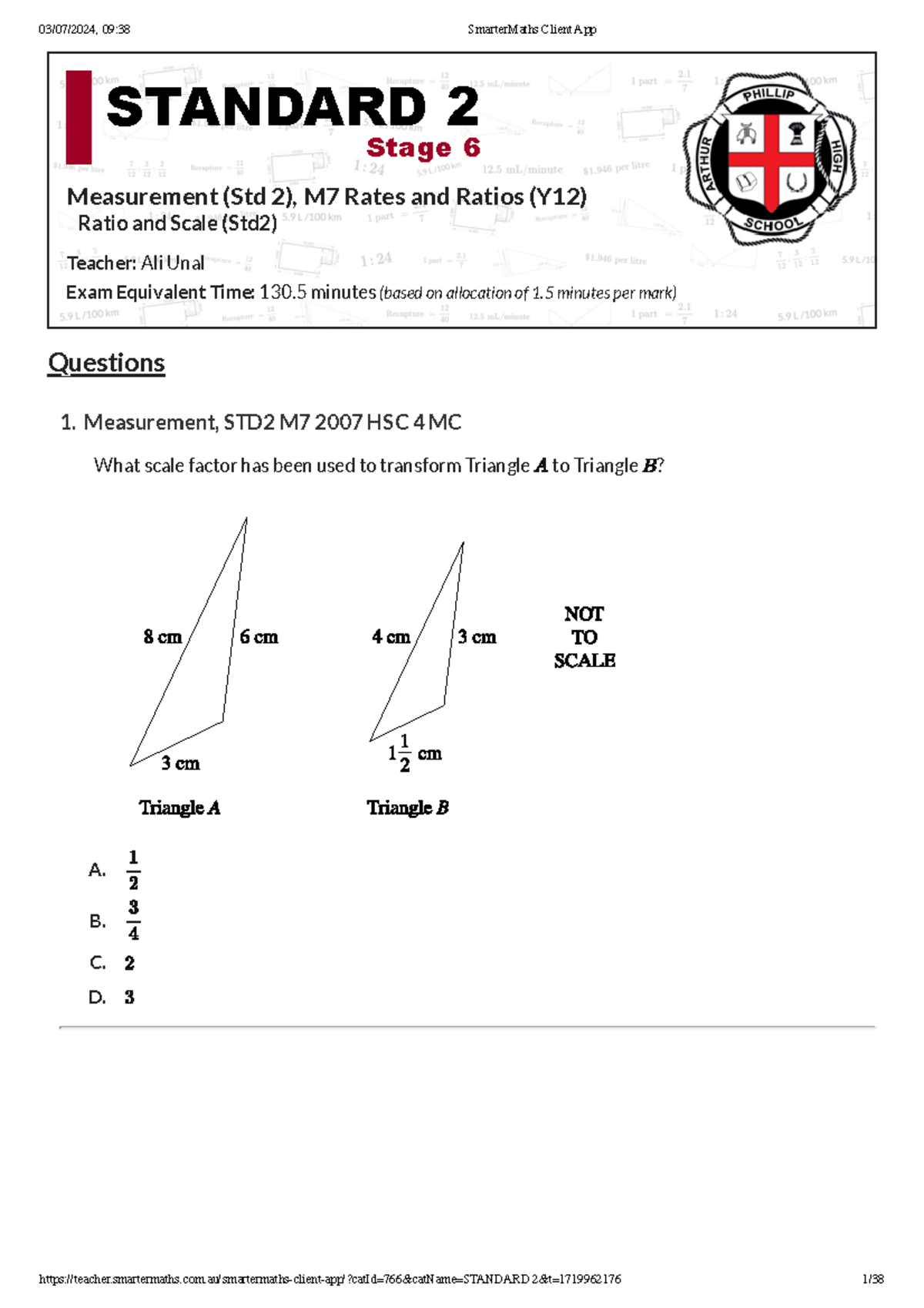 Ratio and Scale (Y12) - practice - chapter 1 of math standard 2 course ...
