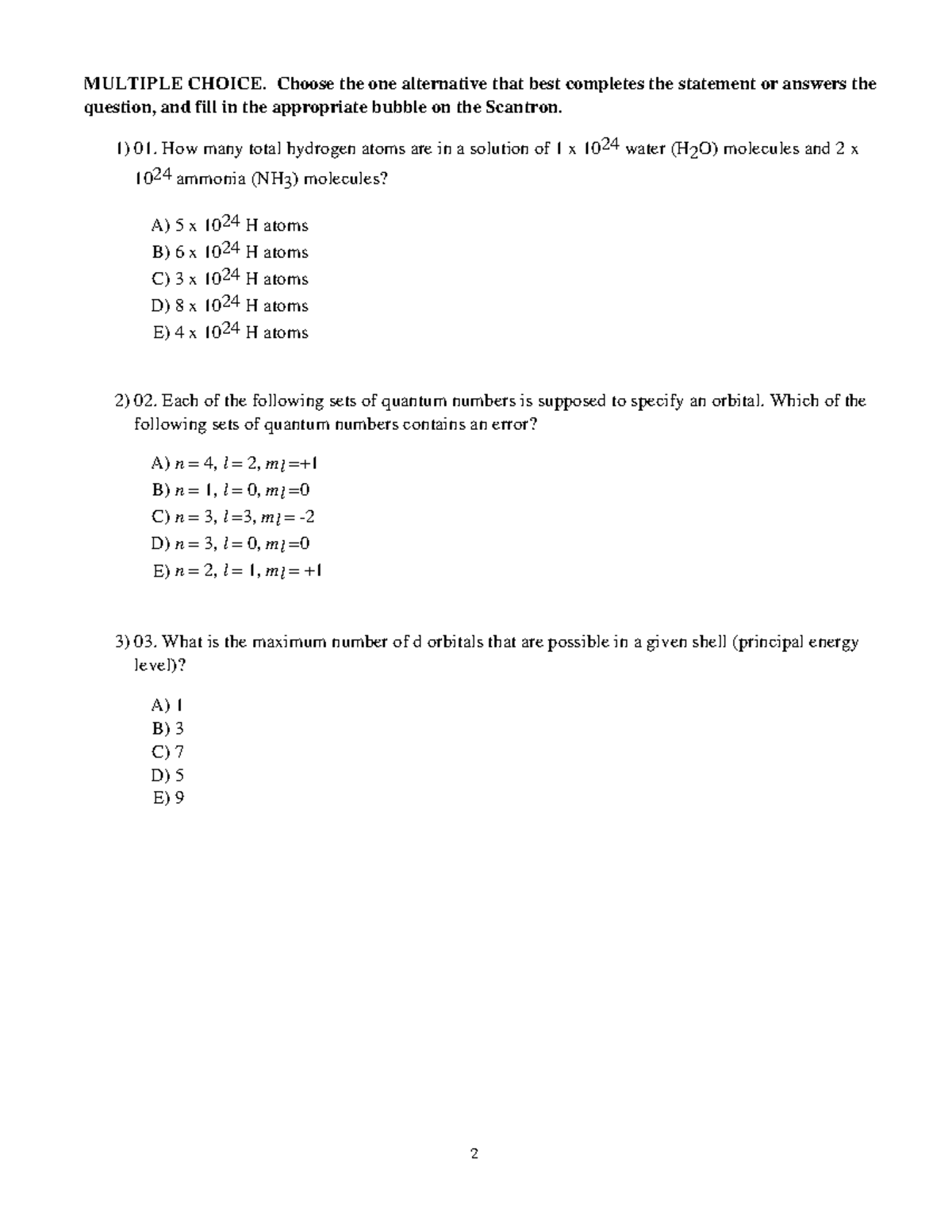Practice Exam 1 - MULTIPLE CHOICE. Choose the one alternative that best ...