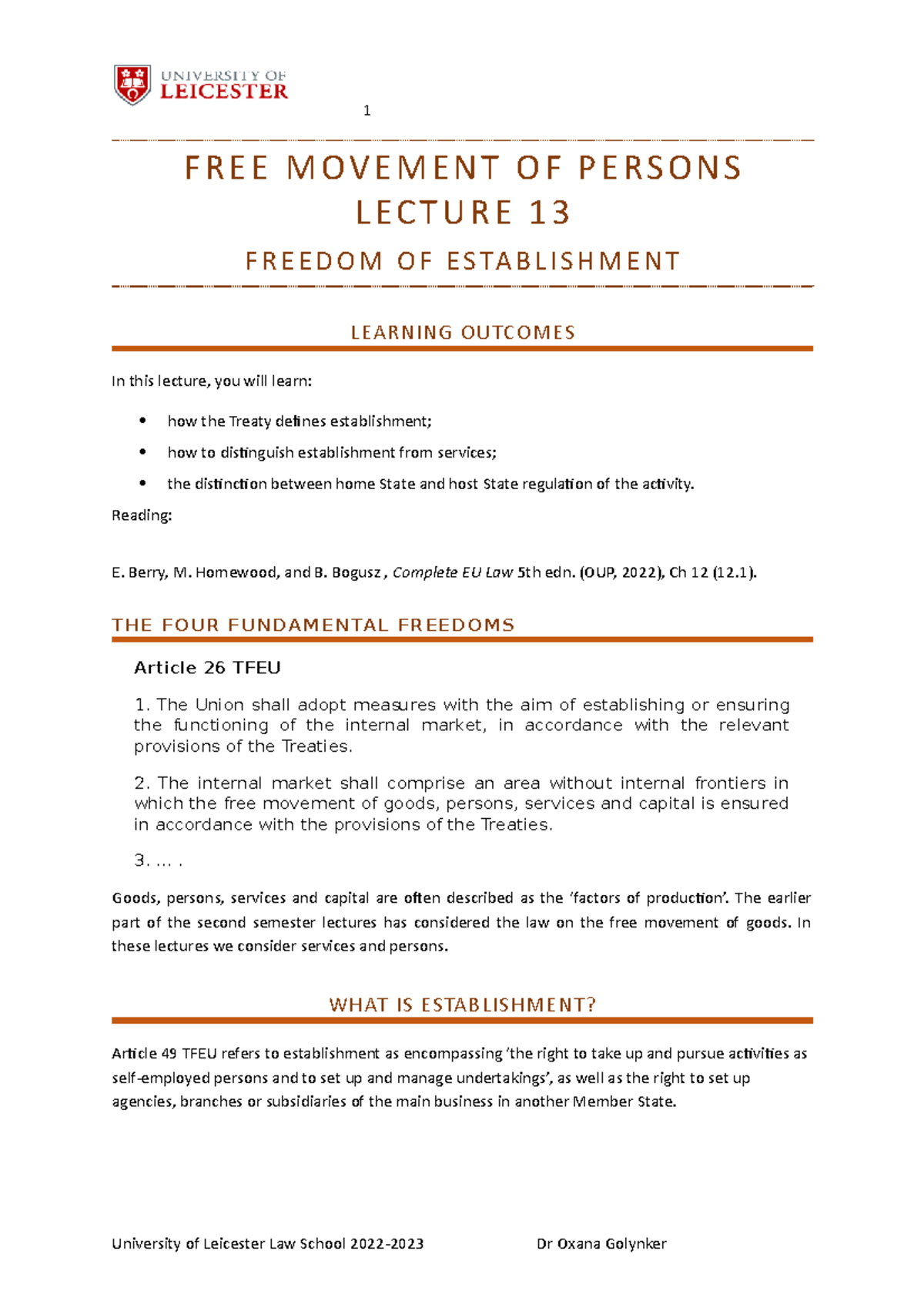 Lecture 3 handout - law - F R E E M OV E M E N T O F P E RS O N S L EC ...