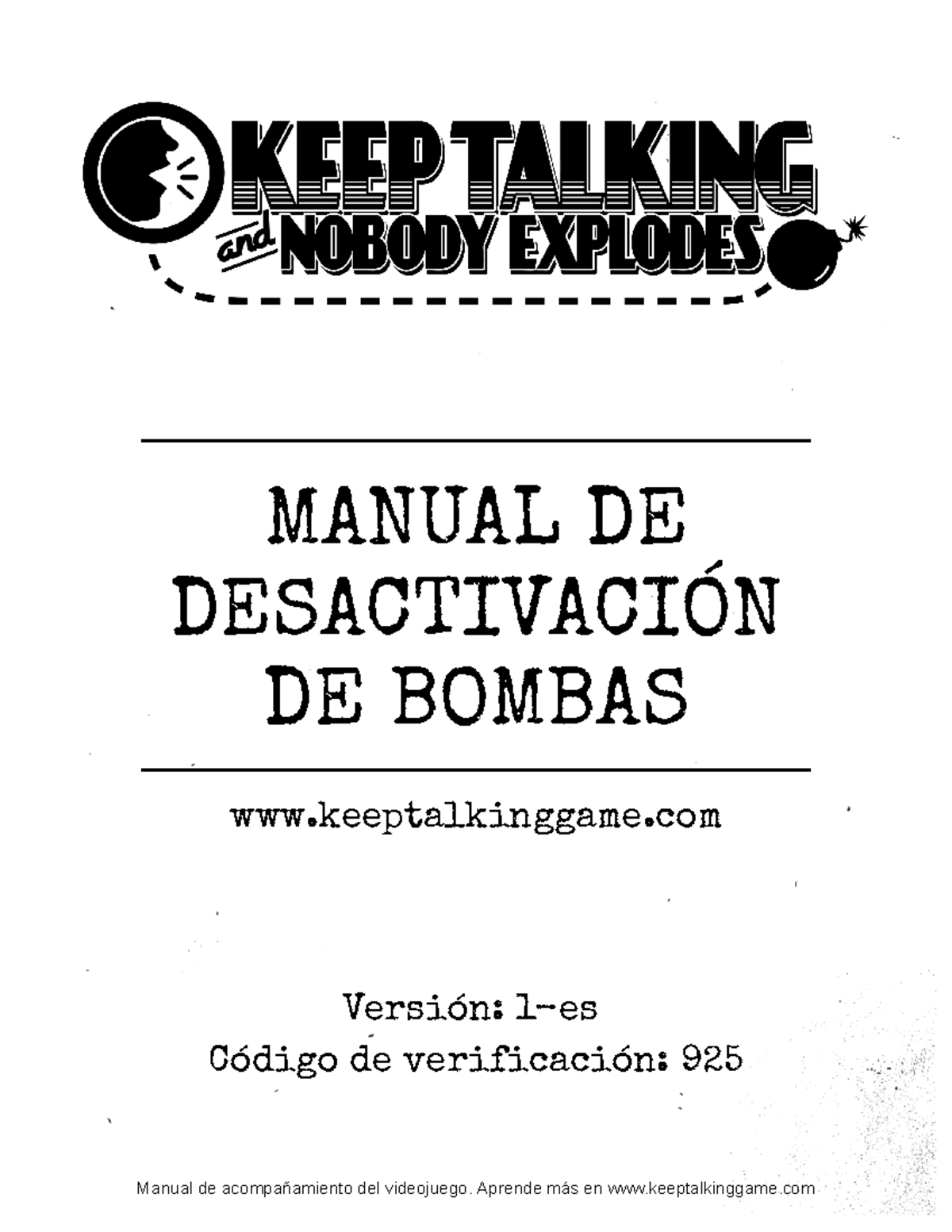 Keep Talking And Nobody Explodes Bomb Defusal Manual v1 es - MANUAL DE ...